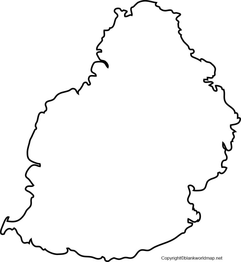 Printable Blank Mauritius Map Outline, Transparent Map