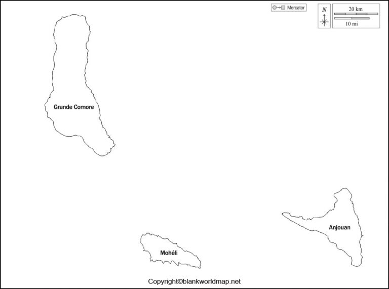 Printable Blank Comoros Map Outline, Transparent PNG Map