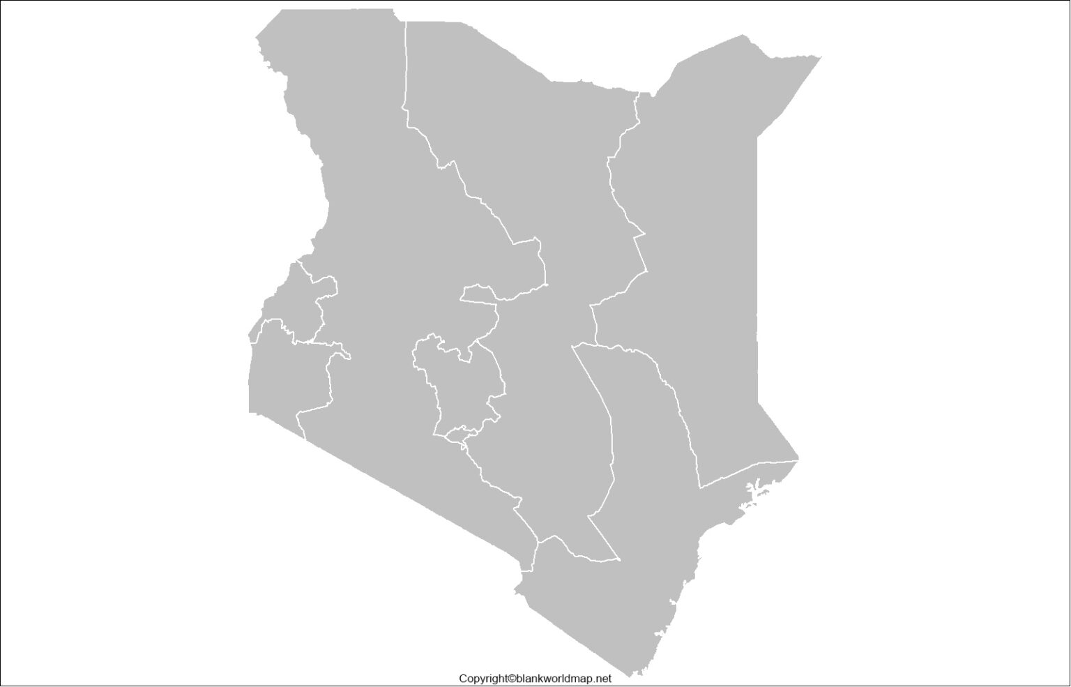 Printable Blank Kenya Map with Outline, Transparent MapKenya