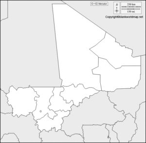 Printable Blank Mali Map with Outline, Transparent Map
