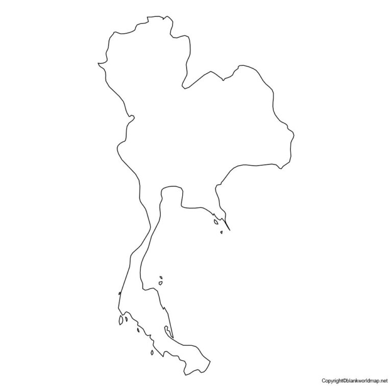 Printable Blank Thailand Map with Outline, Transparent Map