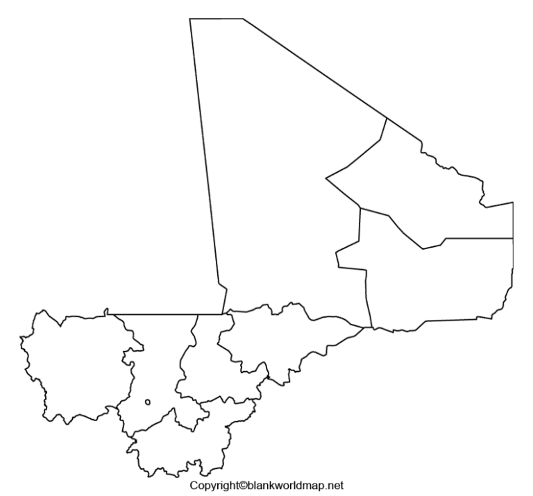 Printable Blank Mali Map with Outline, Transparent Map