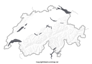 Printable Blank Switzerland Map with Outline, Transparent Map