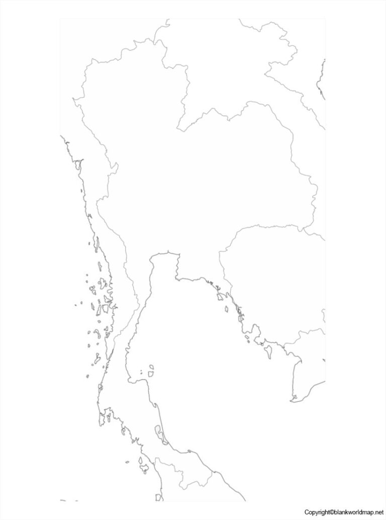 Printable Blank Thailand Map with Outline, Transparent Map