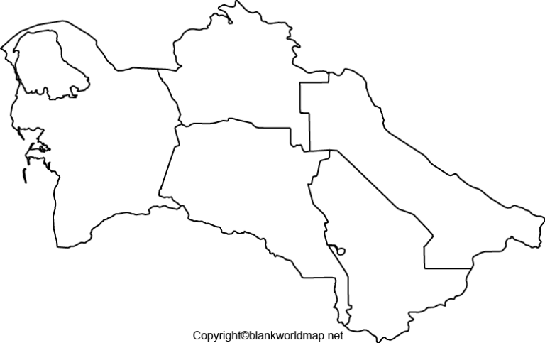Printable Blank Turkmenistan Map with Outline Transparent
