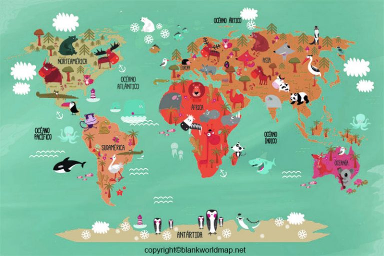Printable World Map for kids - Blank World Map