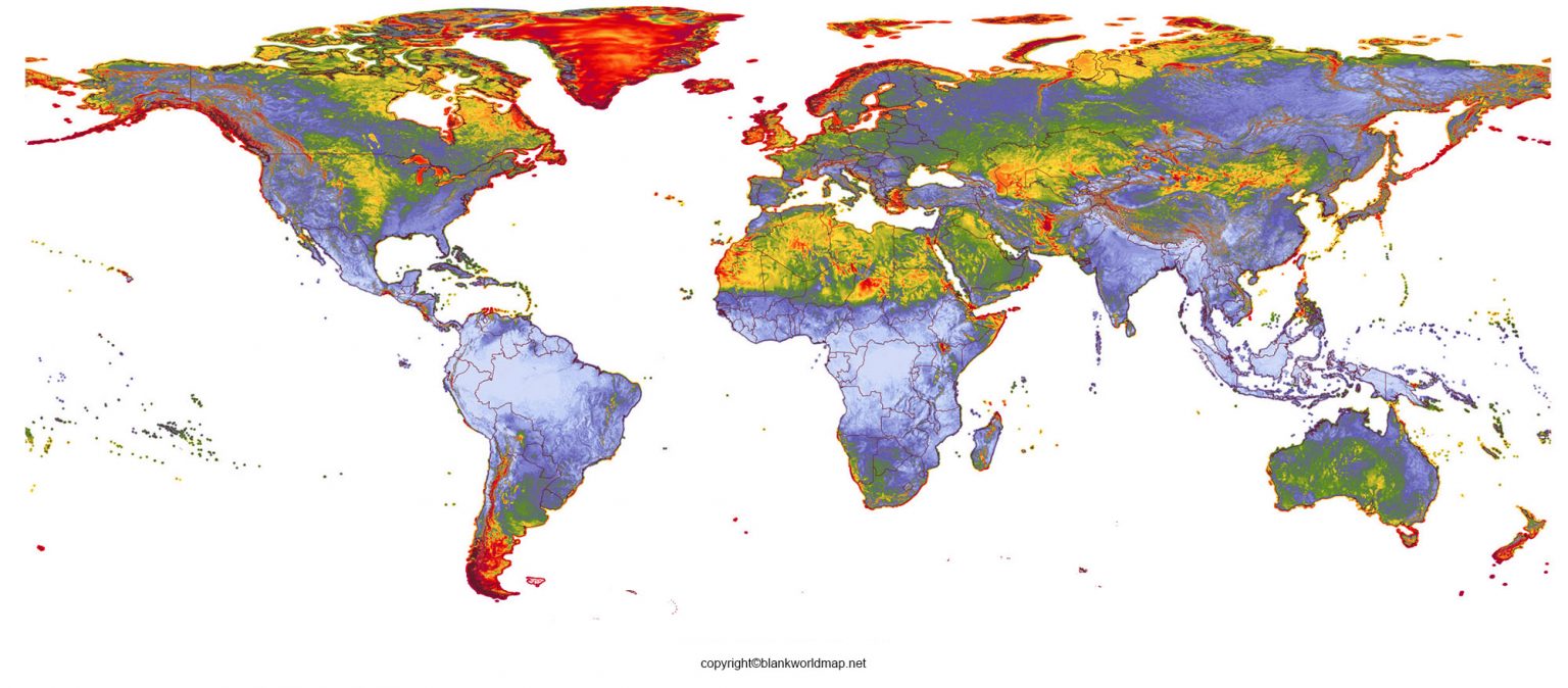 Free Printable World Wind Map Template in PDF