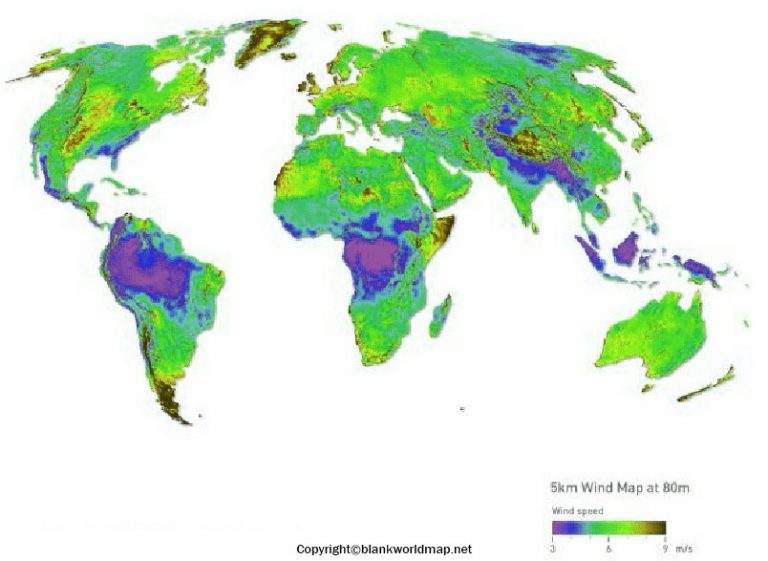 Free Printable World Wind Map Template in PDF