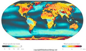 Free Printable World Wind Map Template in PDF