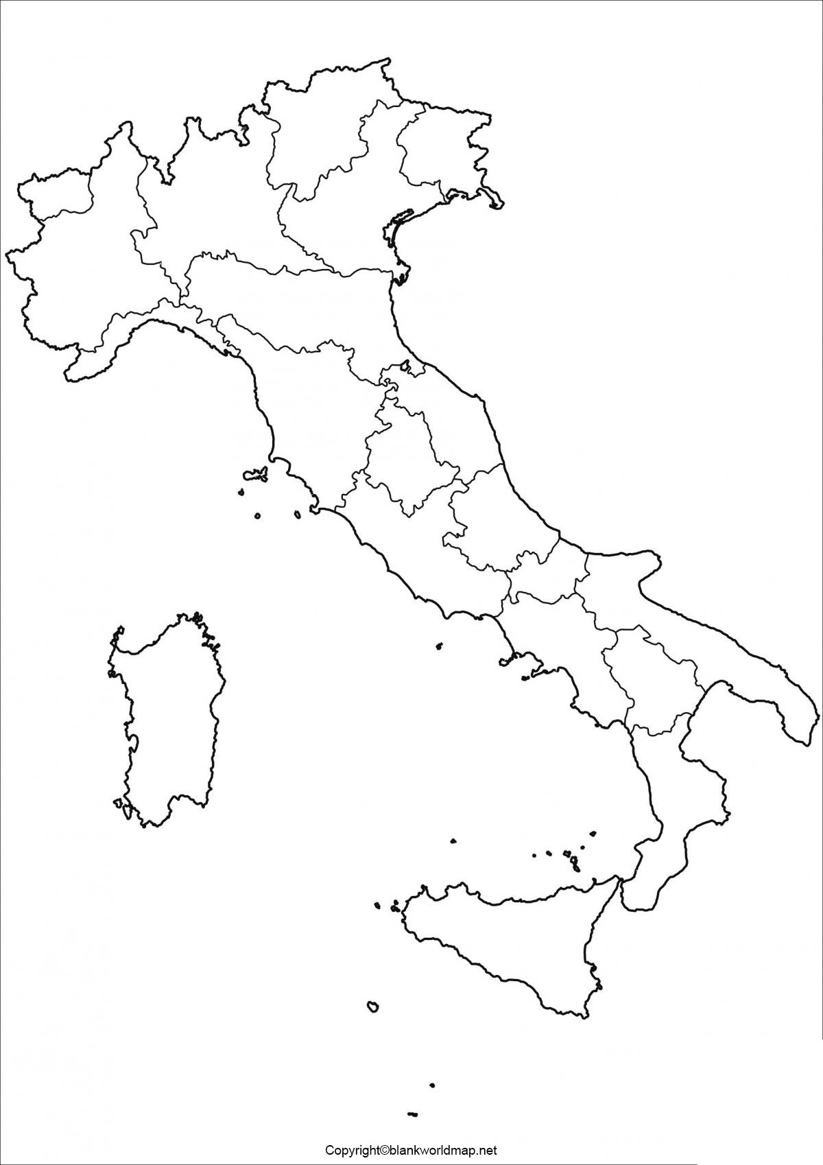 Printable Blank Italy Map with Outline, Transparent Map