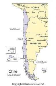 Chile Map with Cities - Blank World Map