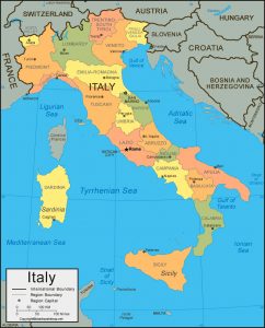 Labeled Map of Italy with States, Cities & Capital