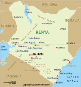 Labeled Kenya Map - Blank World Map