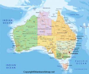 Labeled Map of Australia with States, Cities & Capital