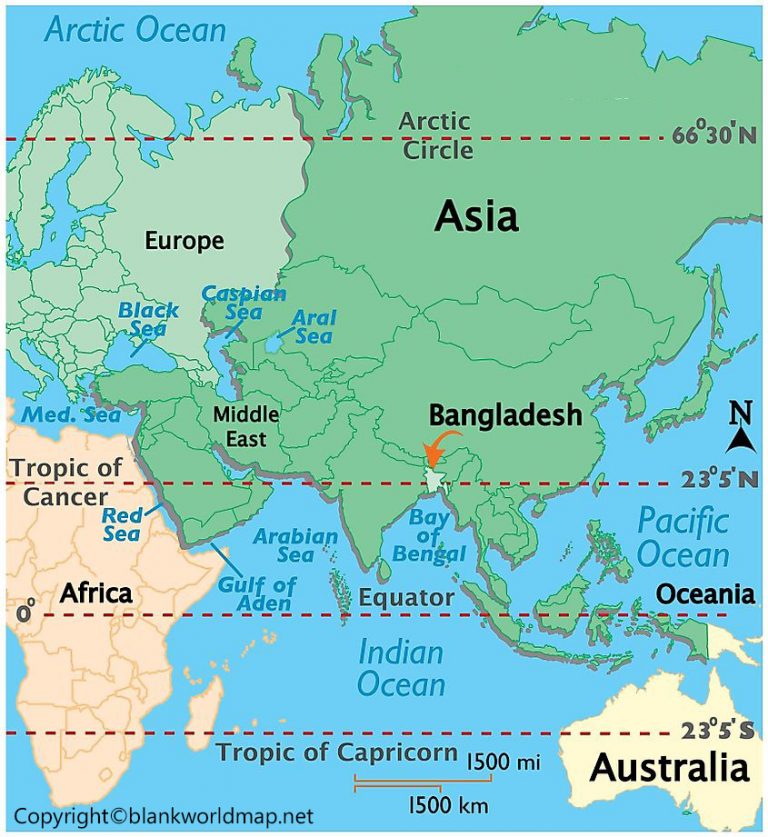 Bangladesh Map with Cities Labeled - Blank World Map