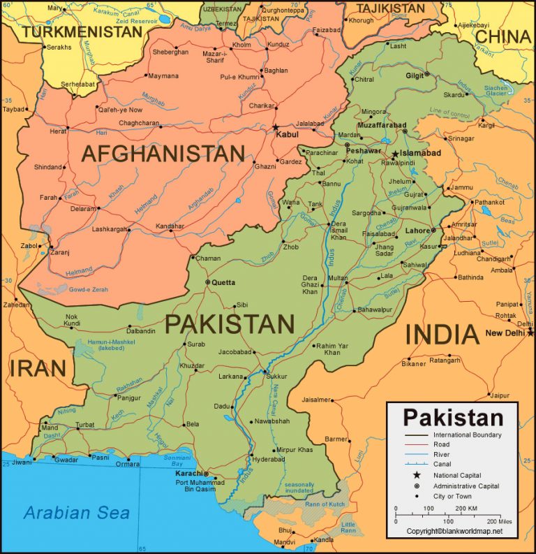 Labeled Map of Pakistan with States, Cities & Capital