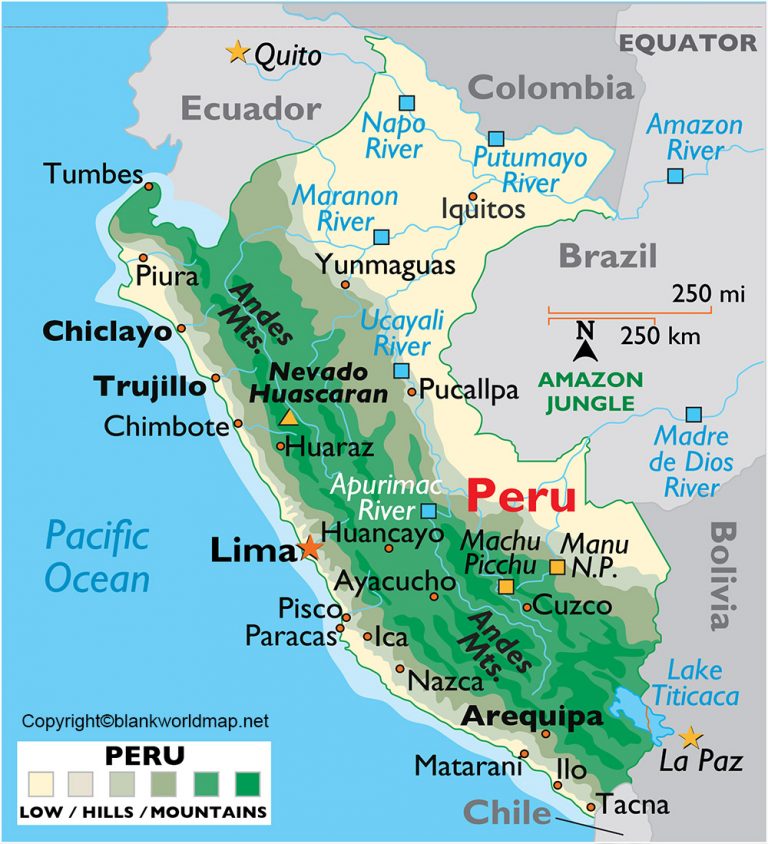 Labeled Map of Peru with States, Cities & Capital