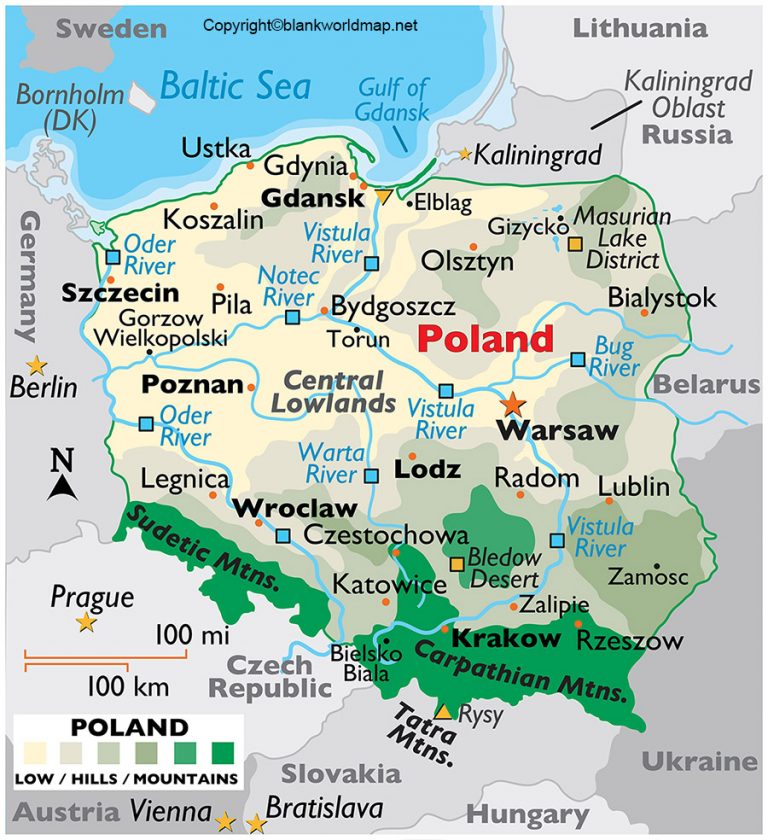 Labeled Map of Poland - Blank World Map