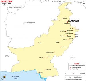 Labeled Map of Pakistan with States, Cities & Capital