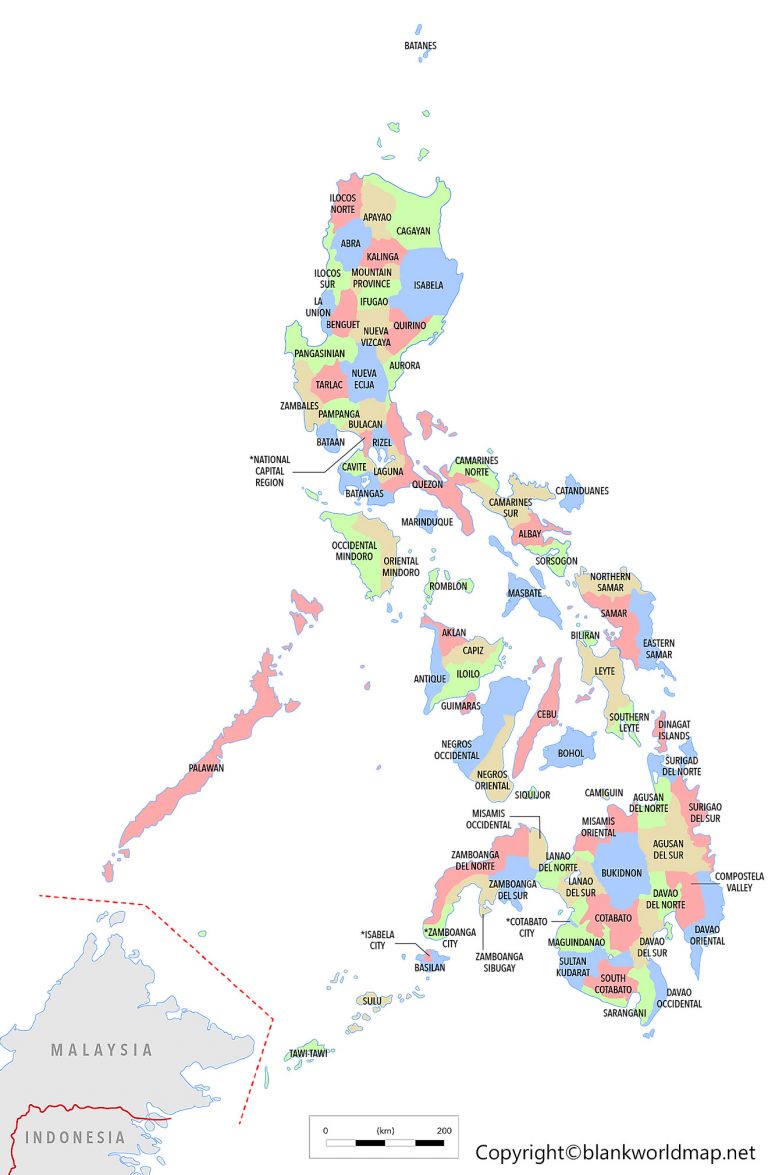 Labeled Map of Philippines with States, Cities & Capital