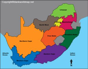 Labeled Map of South Africa with States - Blank World Map