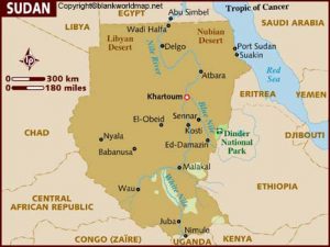 Labeled Map of Sudan with States, Cities & Capital