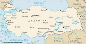 Labeled Map of Turkey - Blank World Map