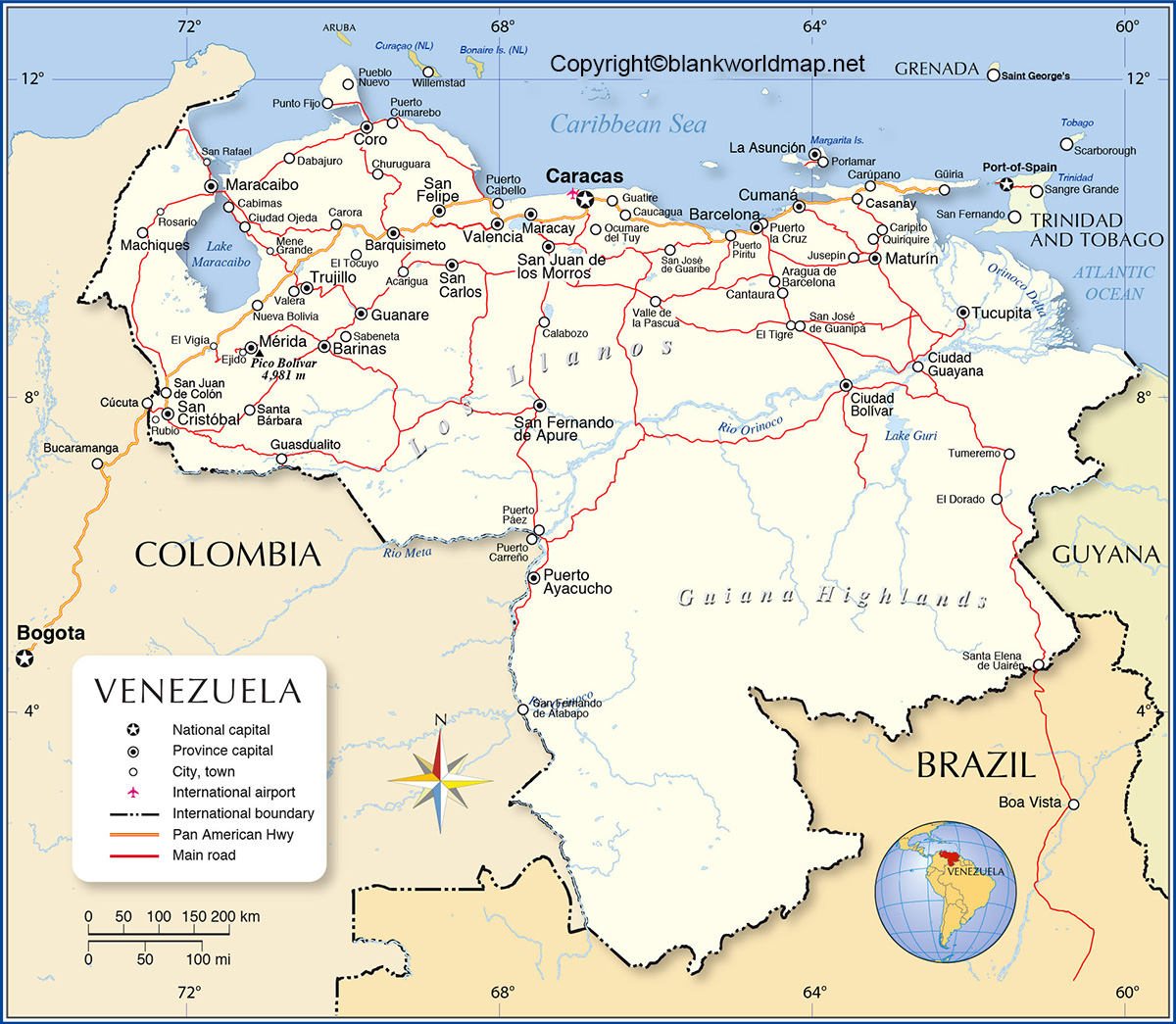 Venezuela Map with States - Blank World Map