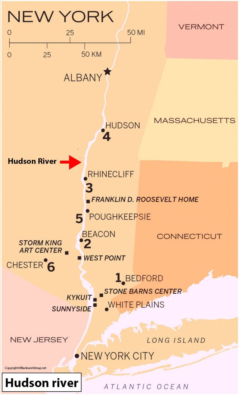 Hudson River Map | Hudson River on us Map