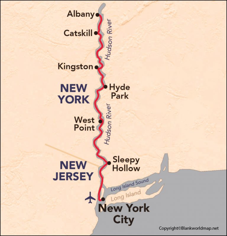 Hudson River Map | Hudson River on us Map