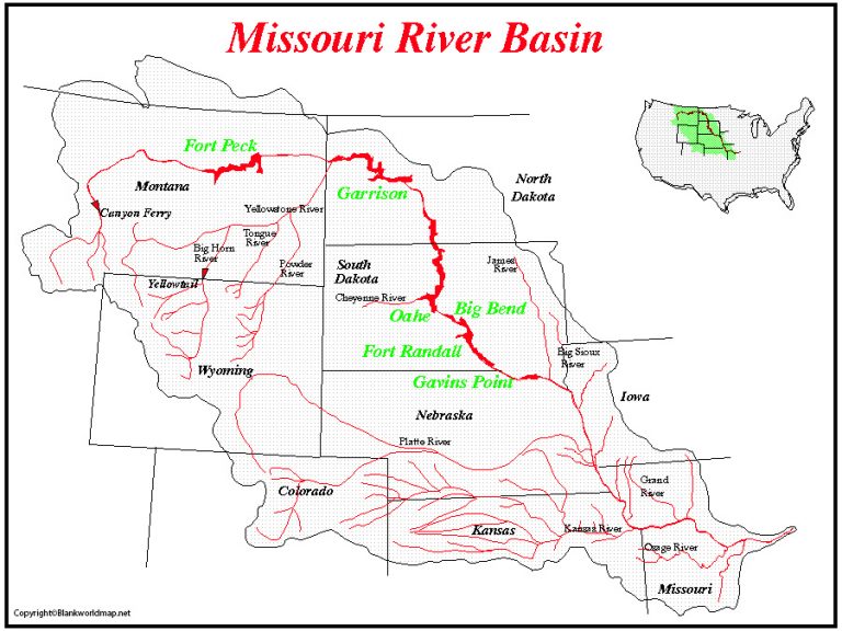 Missouri River Map - Where is the Missouri River on a Map