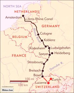 Rhine River Map | Rhine River on Europe Map